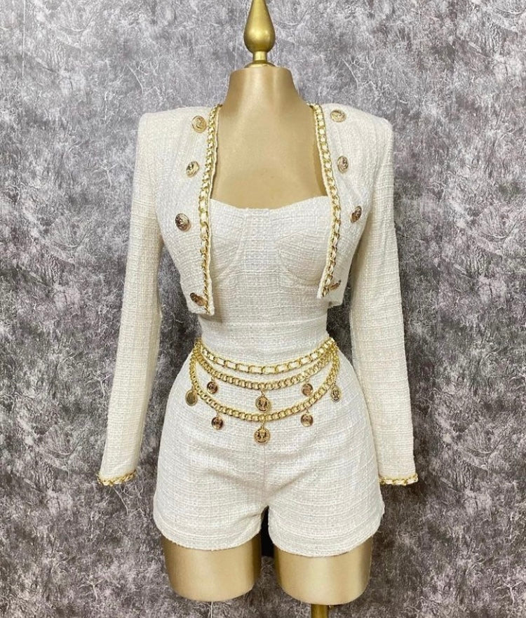 Shanti Tweed Romper Set (MULTIPLE COLORS) – Mahdera