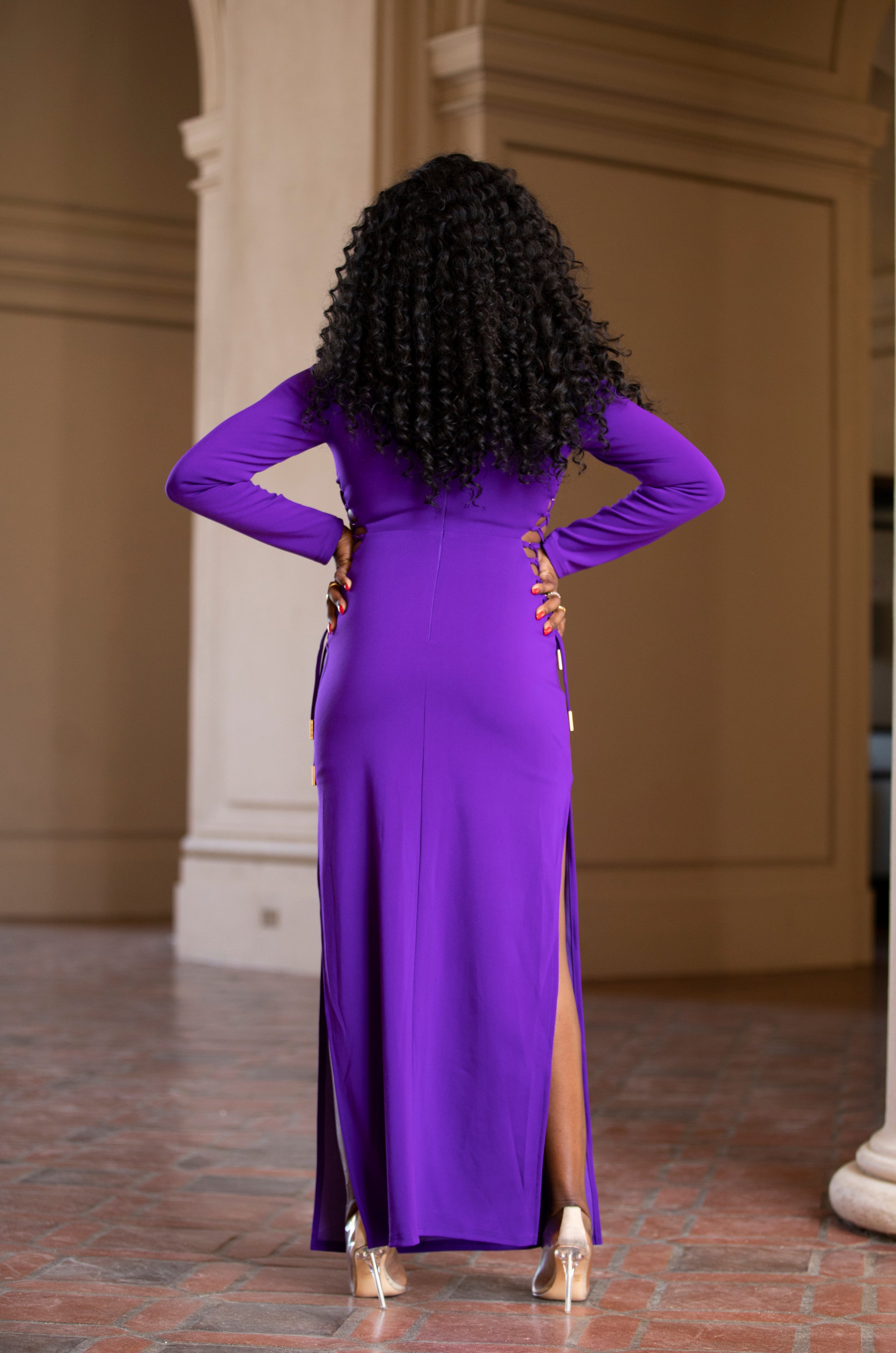 Maxine Violet Cutout Maxi Dress – Mahdera